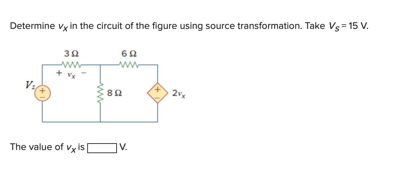Solved Determine vx in ﻿the circuit of ﻿the figure using | Chegg.com