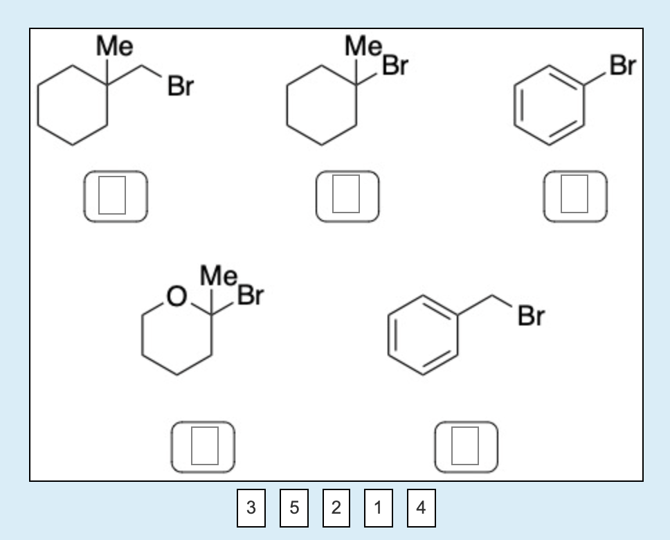 Solved Order in increasing order of reactivity for an SN1 | Chegg.com