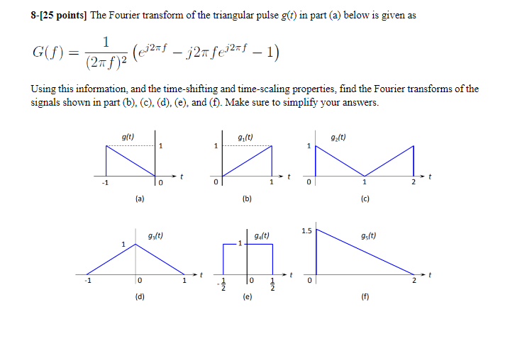 Solved 8-[25 points] The Fourier transform of the triangular | Chegg.com