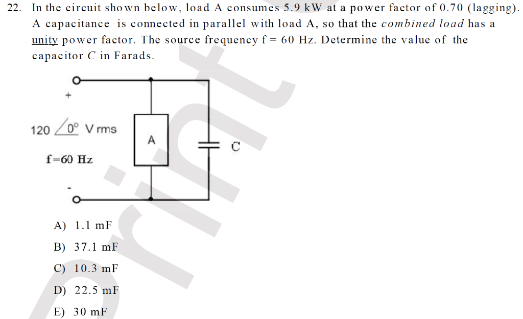 Solved 22. In the circuit sho wn below, load A consumes 5.9 | Chegg.com