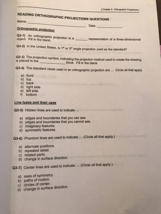 Solved I Chapter 3 Orthographic Projections 1 READING | Chegg.com