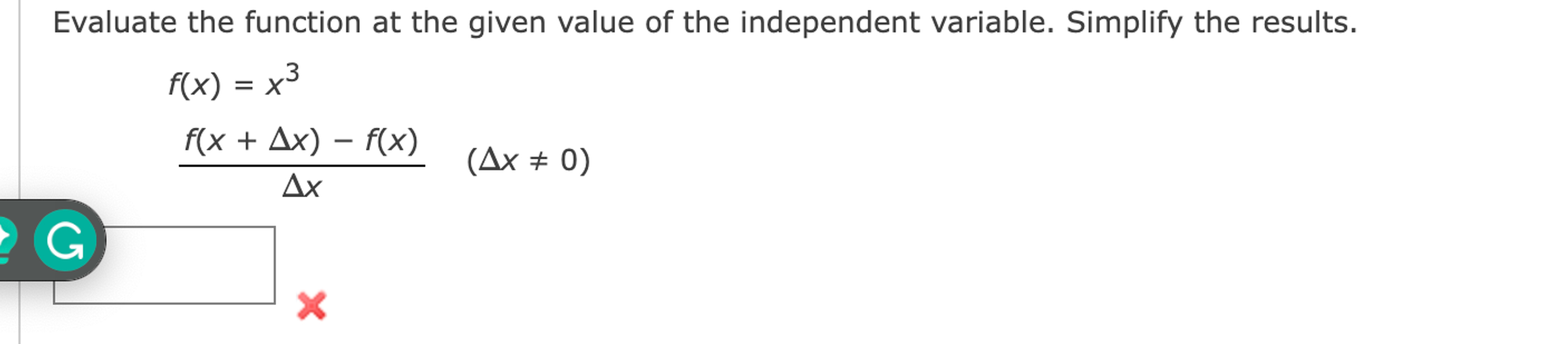 Solved Evaluate the function at the given value of the | Chegg.com