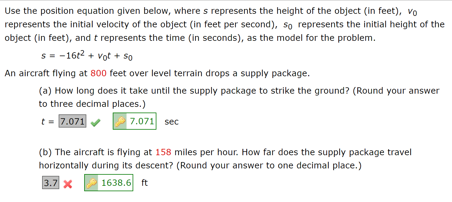 Solved Use the position equation given below, where s | Chegg.com
