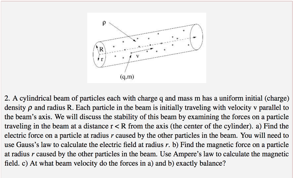 Solved (q.m) 2. A cylindrical beam of particles each with | Chegg.com