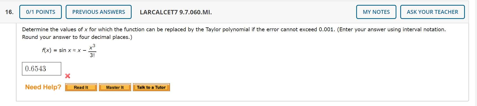 Solved 16. 0/1 POINTS PREVIOUS ANSWERS LARCALCETZ | Chegg.com