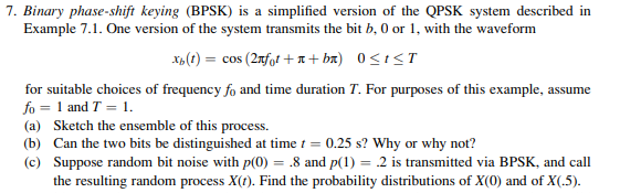 7. Binary phase-shift keying (BPSK) is a simplified | Chegg.com