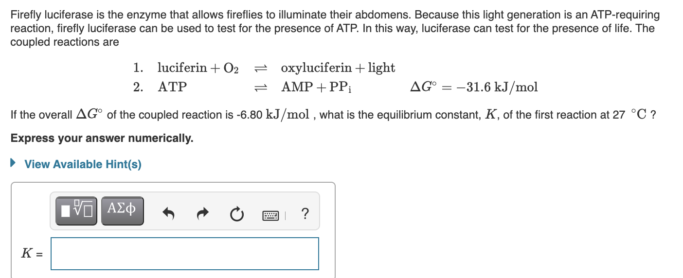Solved Firefly luciferase is the enzyme that allows | Chegg.com