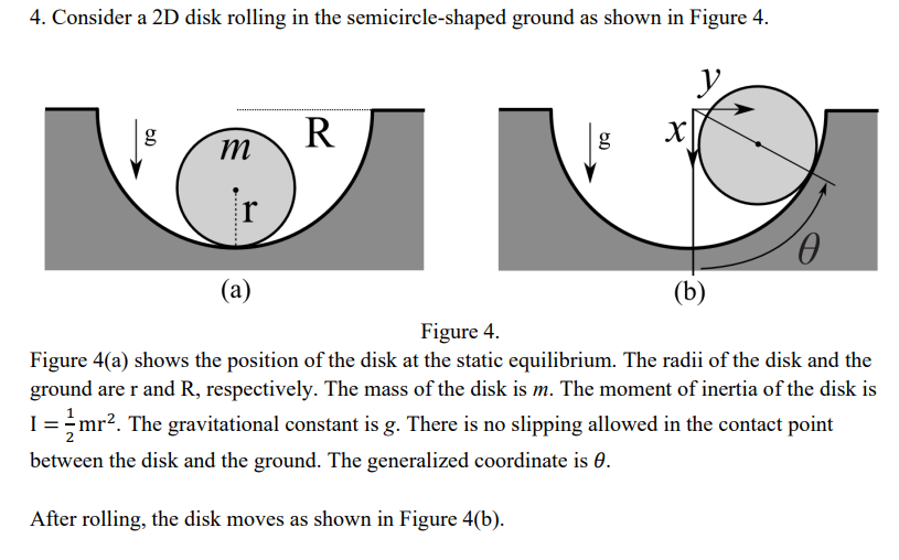 Solved 4. Consider a 2D disk rolling in the | Chegg.com