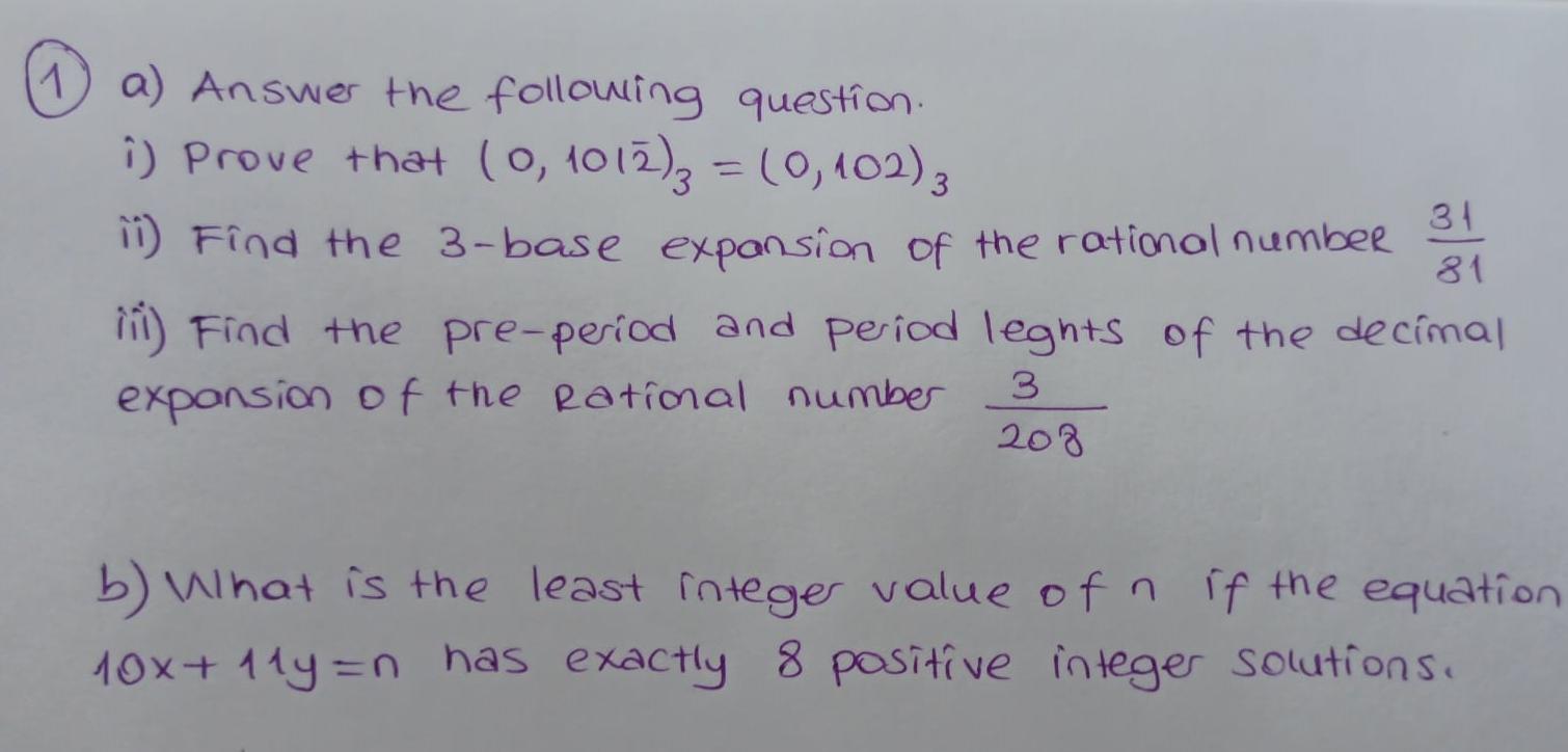 Solved NUMBER THEORY Hello .. could you answer this | Chegg.com