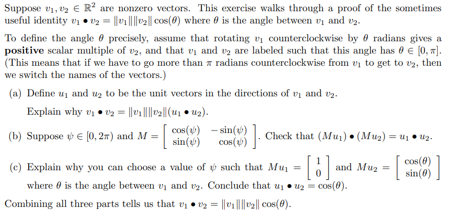Solved Suppose v1,v2∈R2 are nonzero vectors. This exercise | Chegg.com