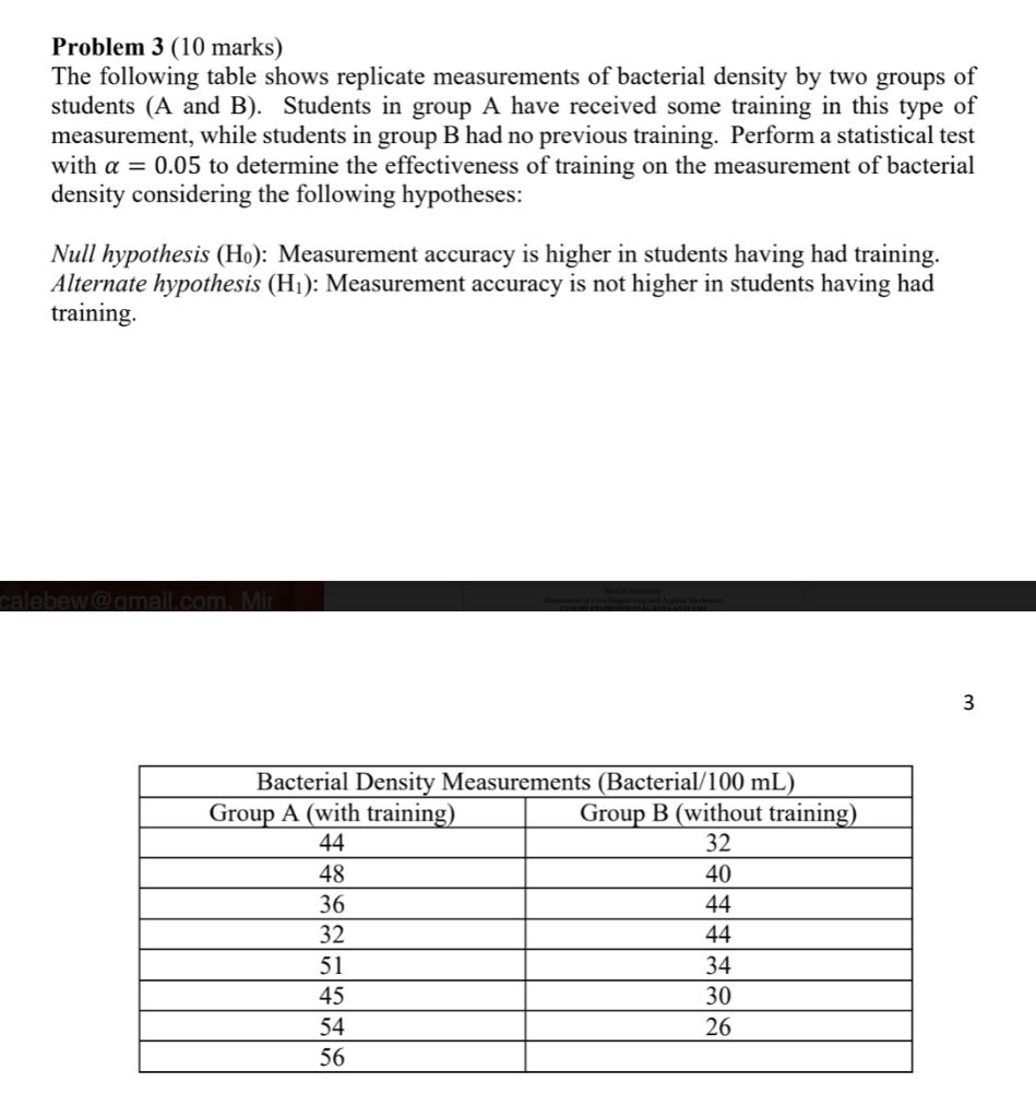 Solved Problem 3 (10 marks) The following table shows | Chegg.com