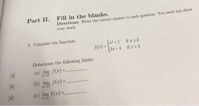 Solved Part II. Fill in the blanks. Directions: Write the | Chegg.com