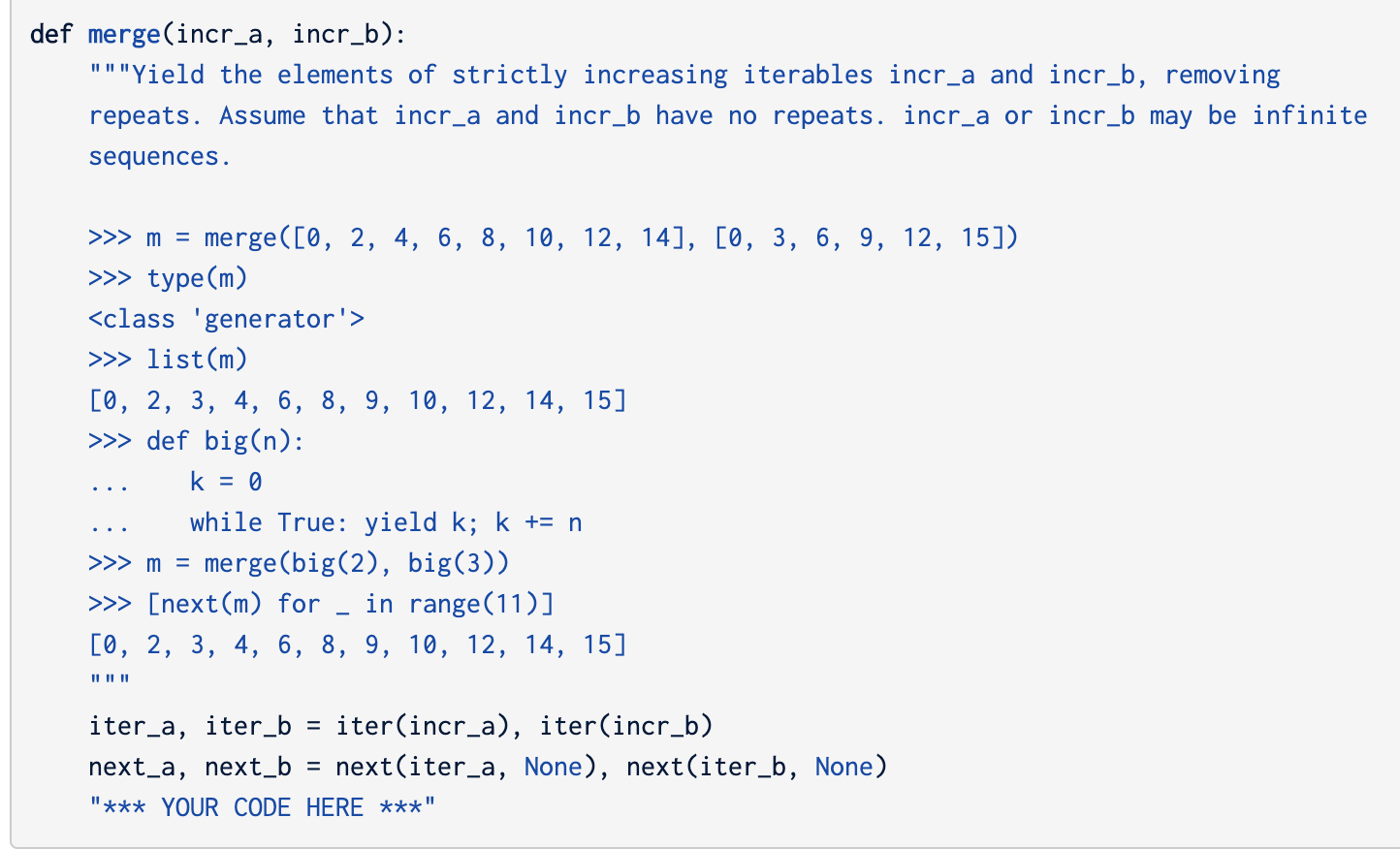 Solved Implement merge(incr_a, incr_b), which takes | Chegg.com