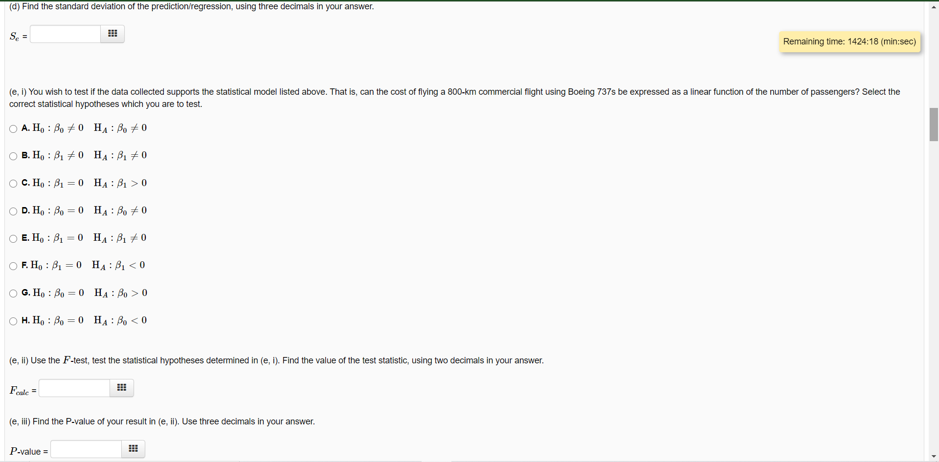Solved Problem 2. Remaining time: 1424:36 (min:sec) (1 | Chegg.com