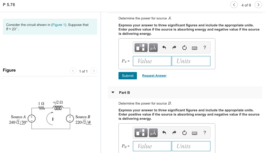 Solved P 576 4 Of 9 Determine The Power For Source A 