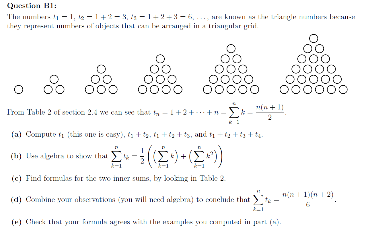 Solved The numbers t1=1,t2=1+2=3,t3=1+2+3=6,…, are known as | Chegg.com
