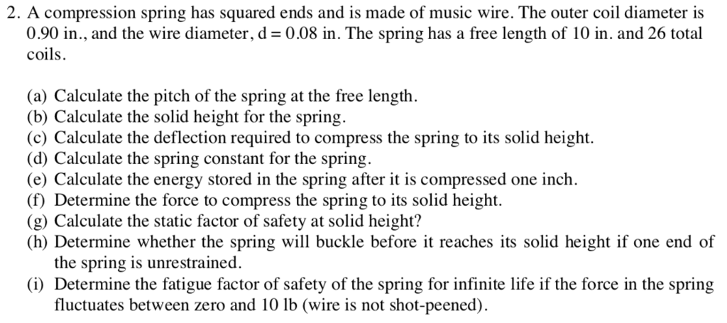 Solved 2. A compression spring has squared ends and is made | Chegg.com