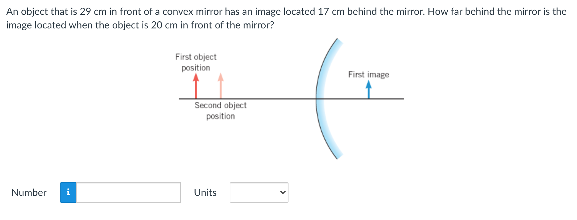 Solved An object that is 29 cm in front of a convex mirror | Chegg.com