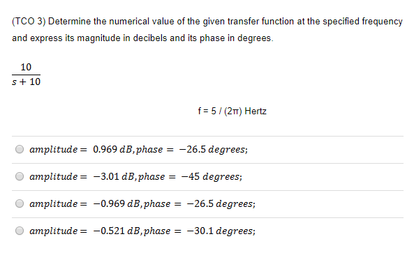 Solved (TCO 3) Determine the numerical value of the given | Chegg.com
