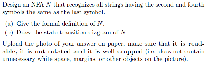 Solved Design an NFA N that recognizes all strings having | Chegg.com