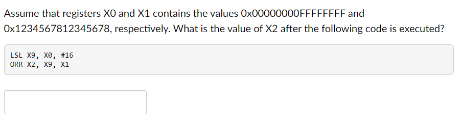 Solved Assume that registers X0 and X1 contains the values | Chegg.com