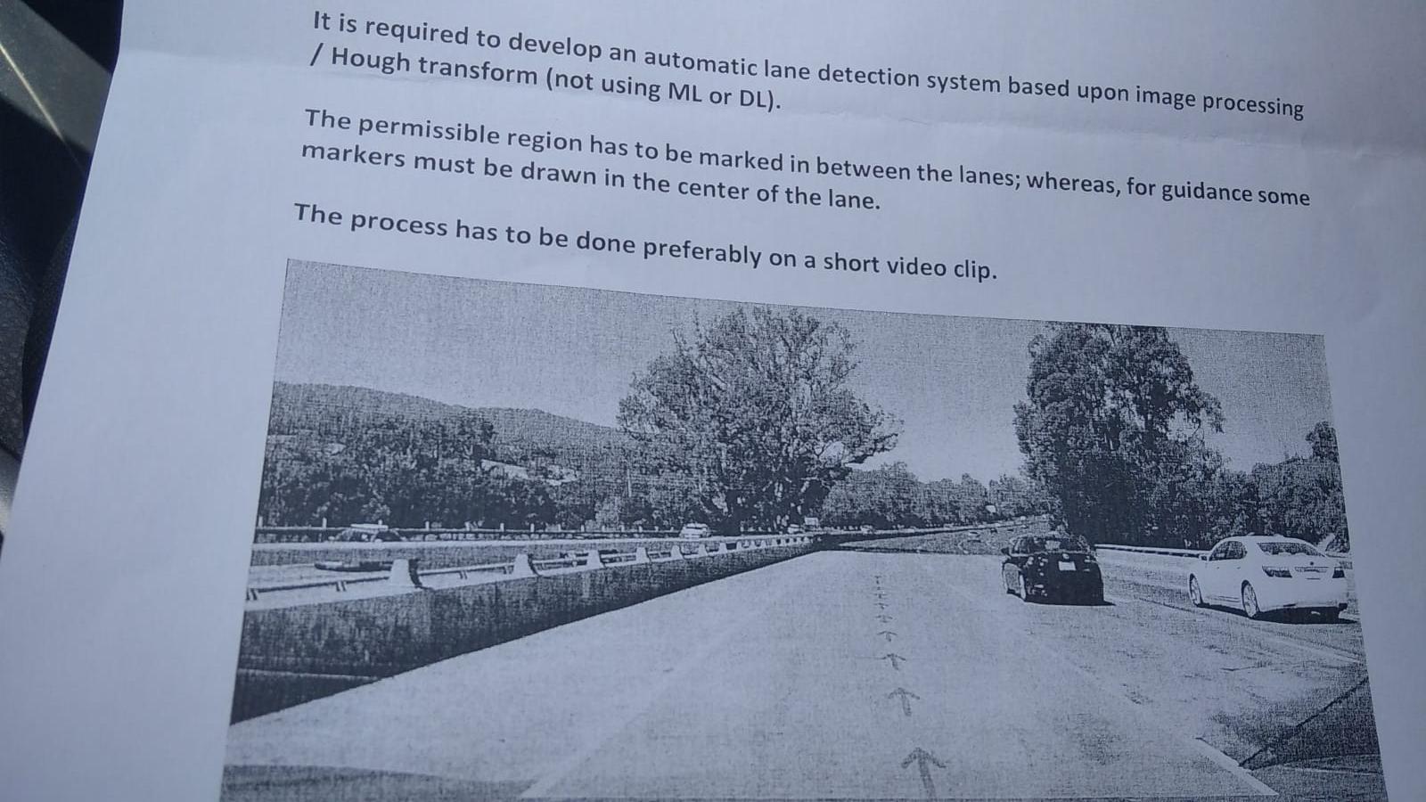 Solved It is required to develop an automatic lane detection | Chegg.com