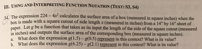 Solved G AND INTERPRETING FUNCTION NOTATION (TEXT: S3, S4) | Chegg.com