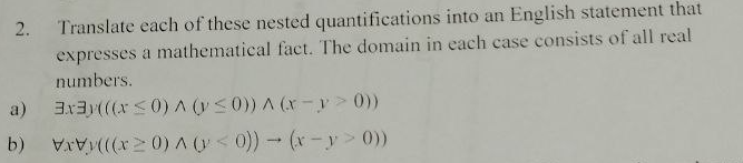 Solved 2. Translate each of these nested quantifications | Chegg.com