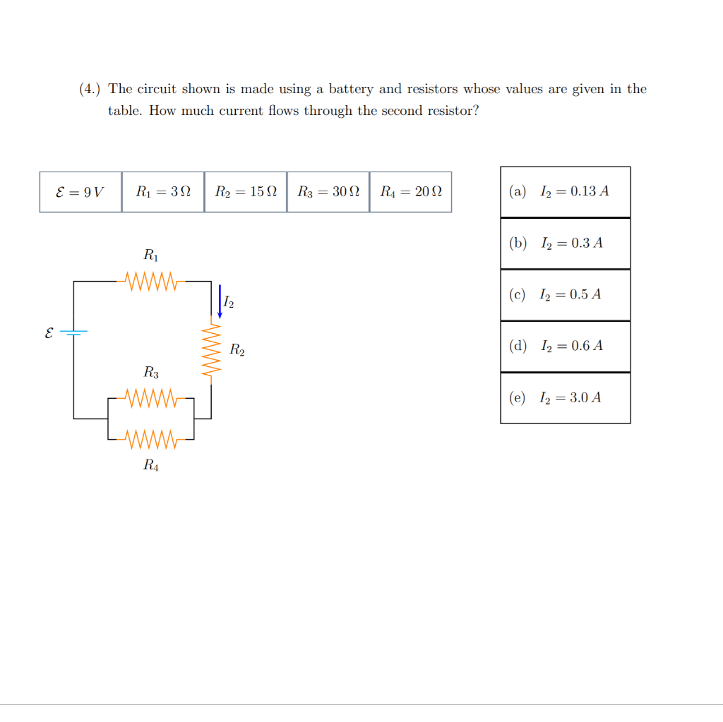 Solved (4.) The circuit shown is made using a battery and | Chegg.com