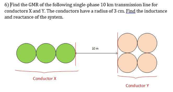 Solved 6) Find the GMR of the following single-phase 10 km | Chegg.com