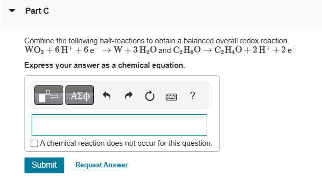 Solved Combine the following half-reactions to obtain a | Chegg.com
