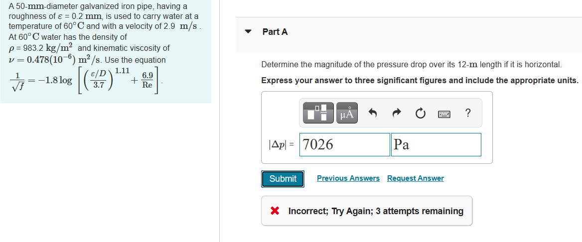 Solved Part A A 50-mm-diameter galvanized iron pipe, having | Chegg.com