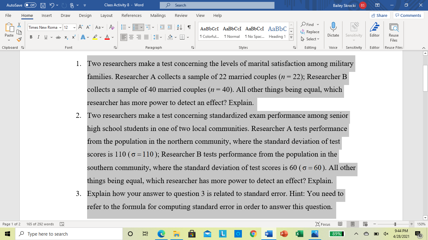 Solved AutoSave Off Class Activity 8 - Word Search Bailey | Chegg.com