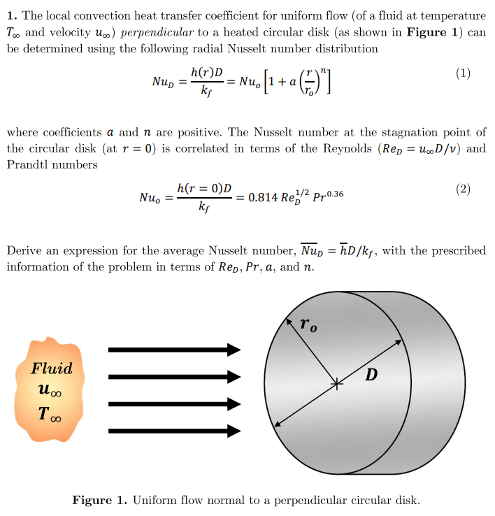 Solved 1. The local convection heat transfer coefficient for | Chegg.com