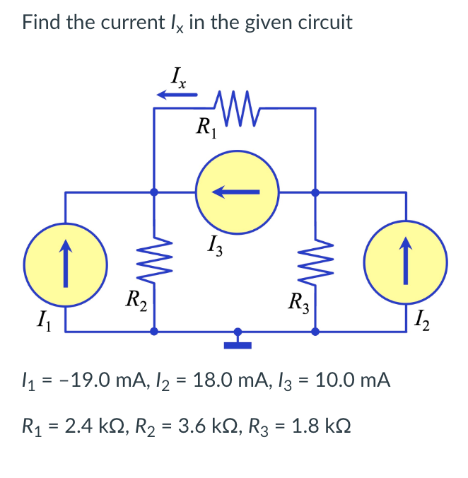 Solved Find the current Ix in the given circuit I1=−19.0 | Chegg.com