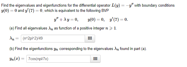 Solved Find the eigenvalues and eigenfunctions for the | Chegg.com