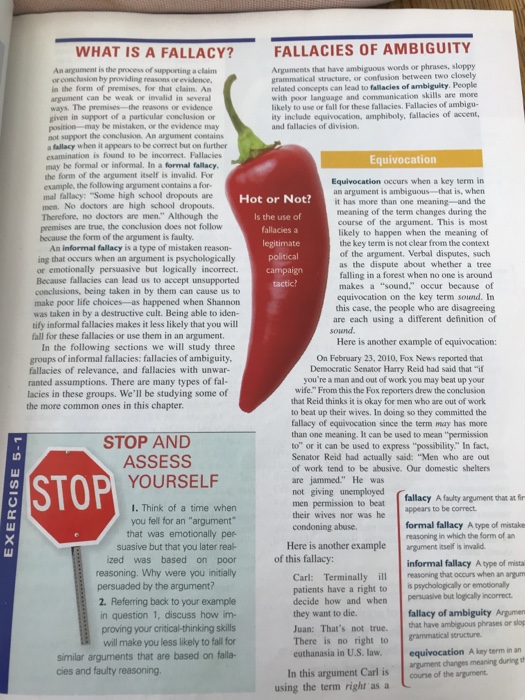 Identify and describe three fallacies. Share a | Chegg.com