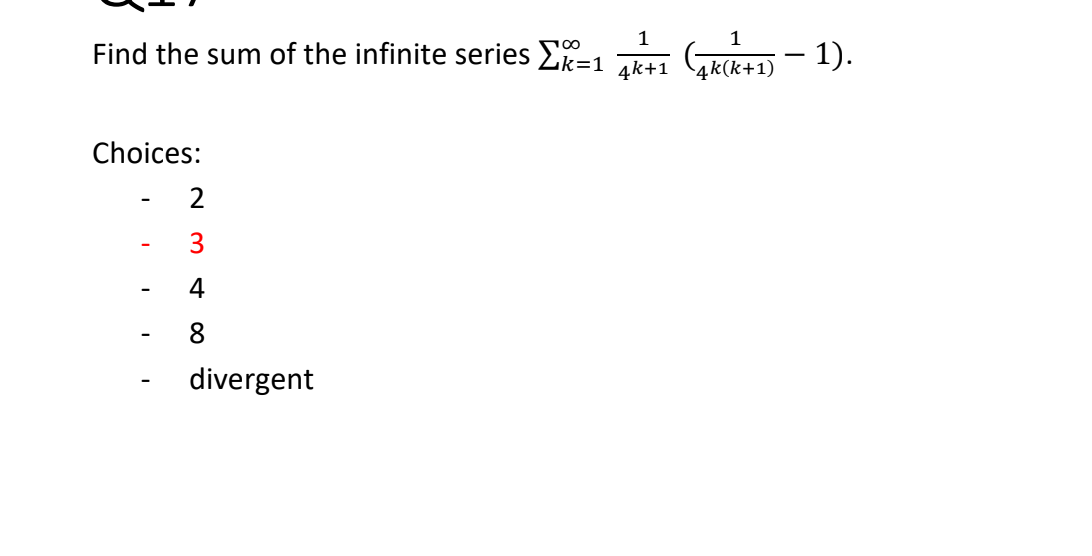 Find the sum of the infinite series | Chegg.com