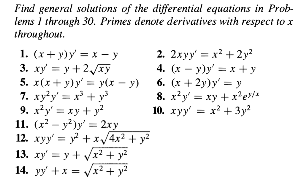 Solved Find general solutions of the differential equations | Chegg.com