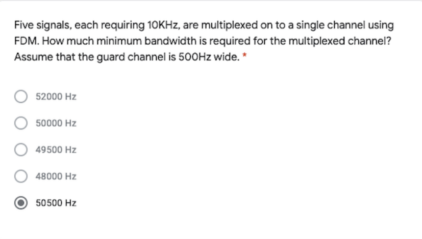 Solved five signals, each requiring 10kz, are multiplexed on | Chegg.com
