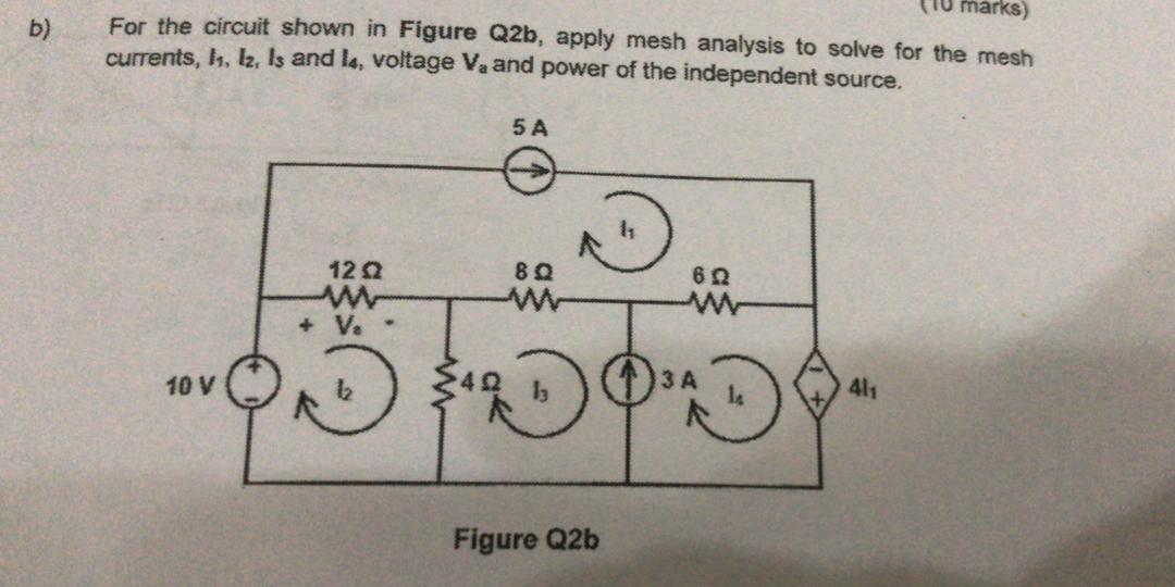 Solved (10 marks) b) For the circuit shown in Figure Q2b, | Chegg.com