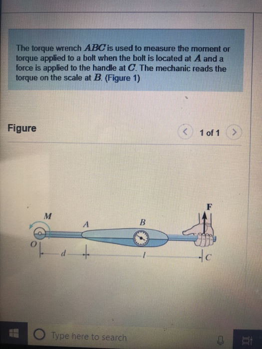 Solved The torque wrench ABC is used to measure the moment | Chegg.com