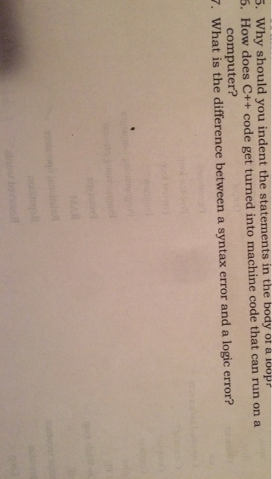 Solved 5 Why Should You Indent The Statements In The Body 