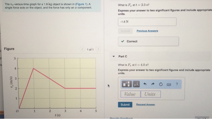 Solved The v-versus-time graph for a 1.8-kg object is shown | Chegg.com