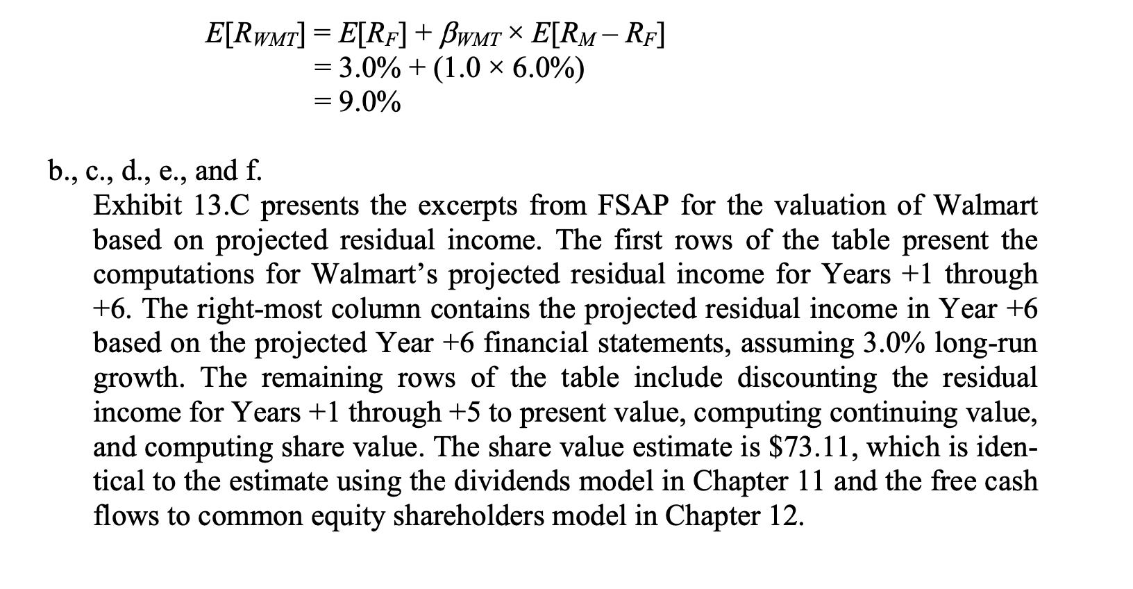 Integrative Case Study 13.1 Walmart’s Residual Income | Chegg.com