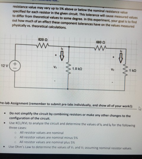Solved resistance value may vary up to 5% above or below the | Chegg.com