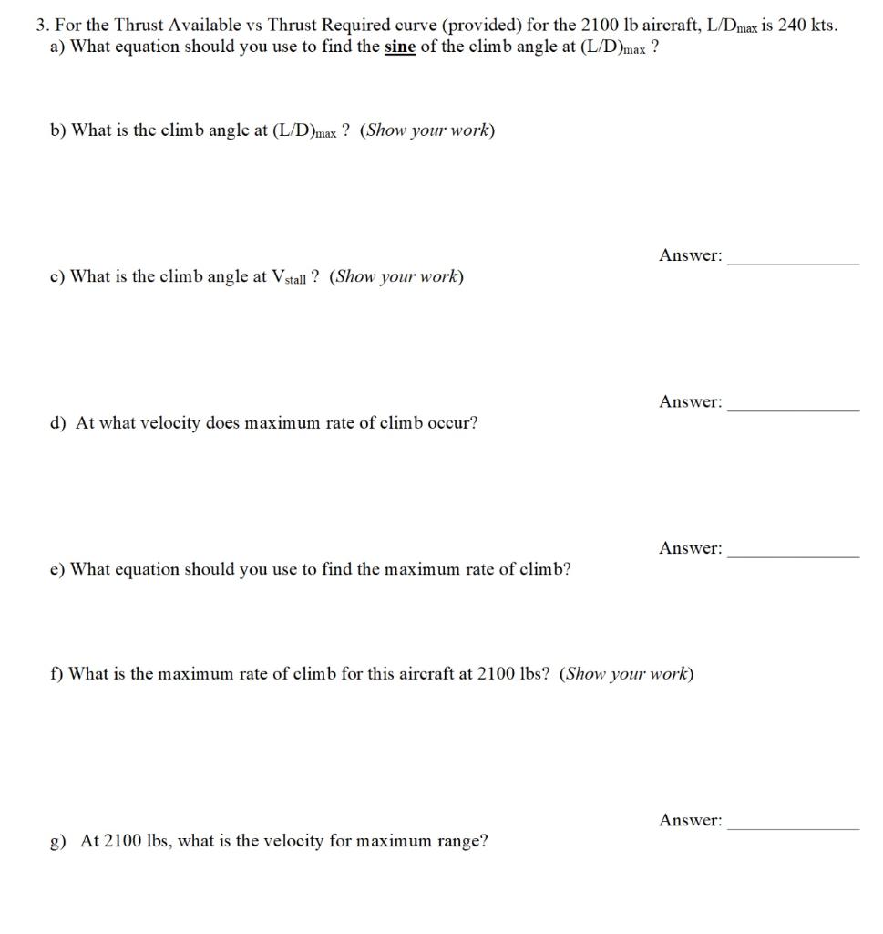 3. For the Thrust Available vs Thrust Required curve | Chegg.com