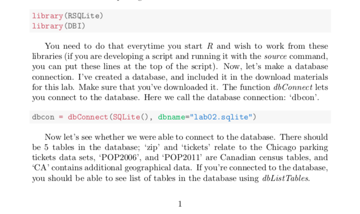 library (RSQLite) library (DBI) You need to do that | Chegg.com