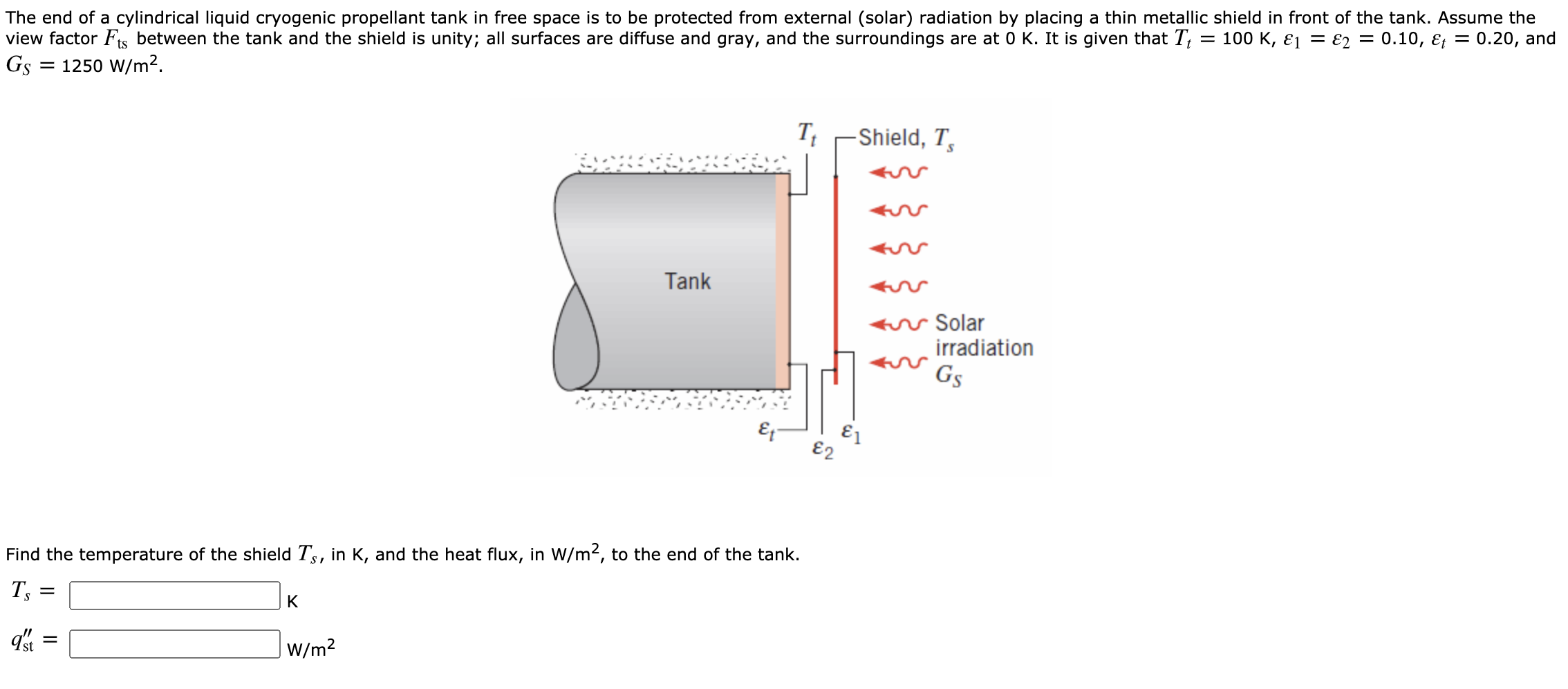 Solved The end of a cylindrical liquid cryogenic propellant | Chegg.com