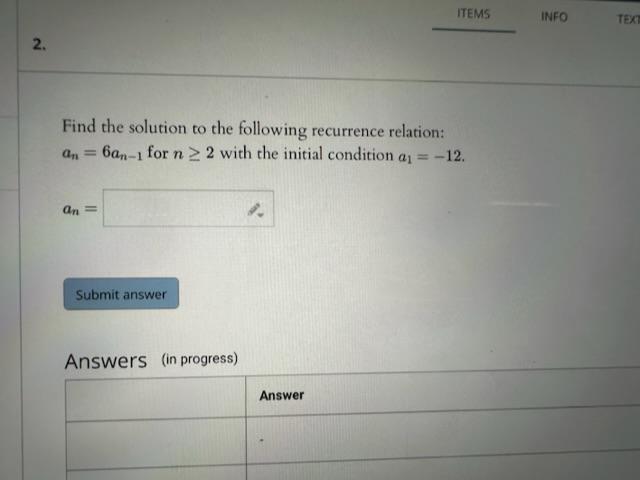 Solved Find the solution to the following recurrence | Chegg.com